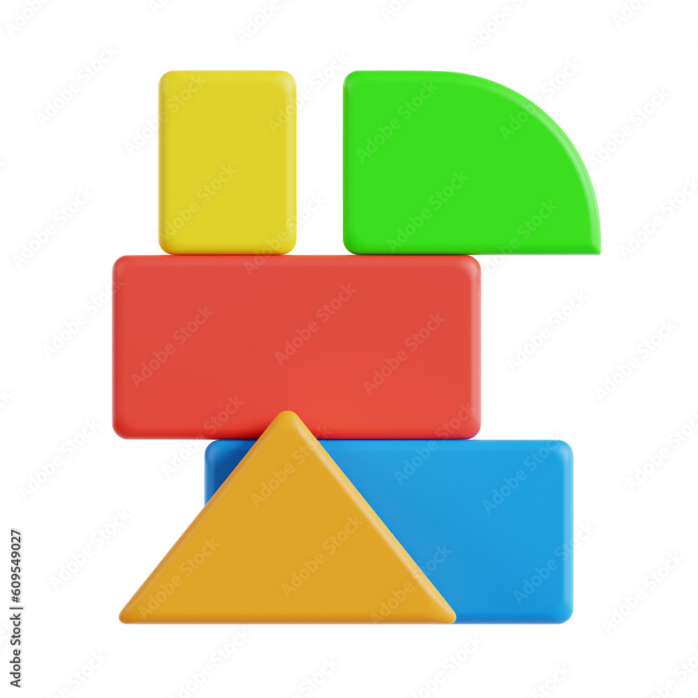 blocks game 3d render icon illustration, transparent background, kids ...