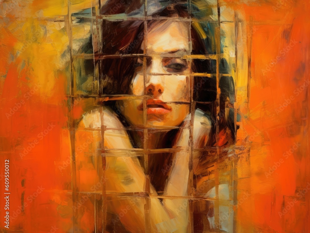 An illustration of a woman trapped in a cage by her mental health ...