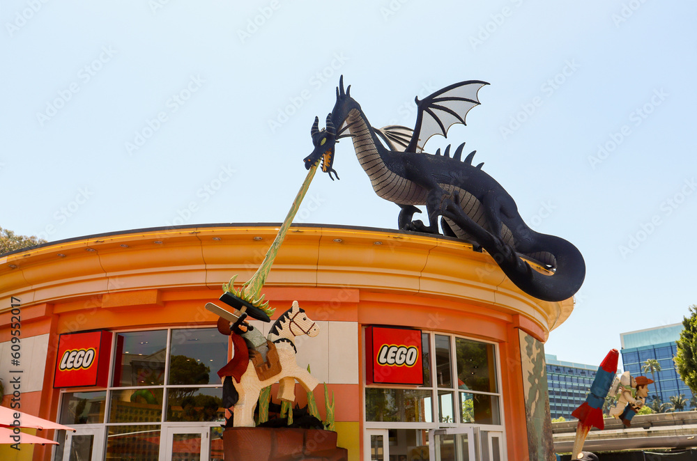 View of the lego statue of Prince Phillip fighting Maleficent ...