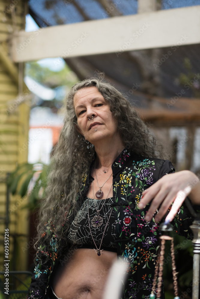 Poster Silver-haired LGBTQ senior proudly displays their queer identity ...