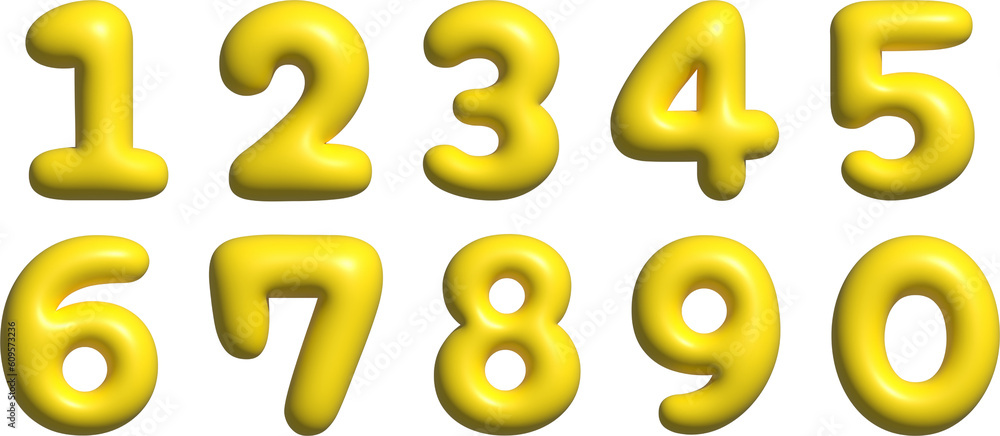 Numbers 3D rendering, no background, transparent background Stock ...