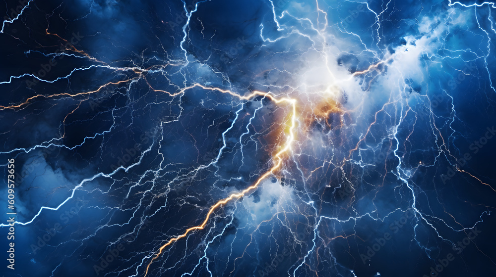 An abstract representation of an electric storm, with bolts of ...