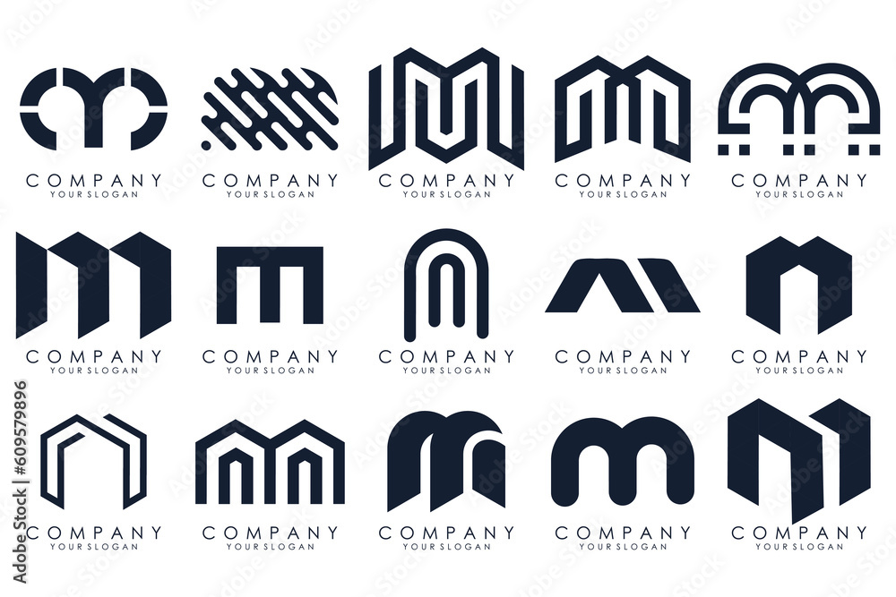 Set of letter M logo design vector. Collection of modern M letter ...