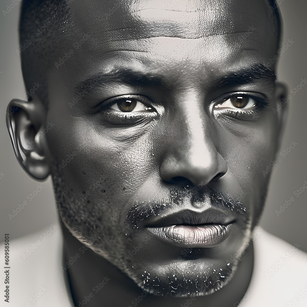 An expressive portrait of a black man's face. Generative AI Stock ...