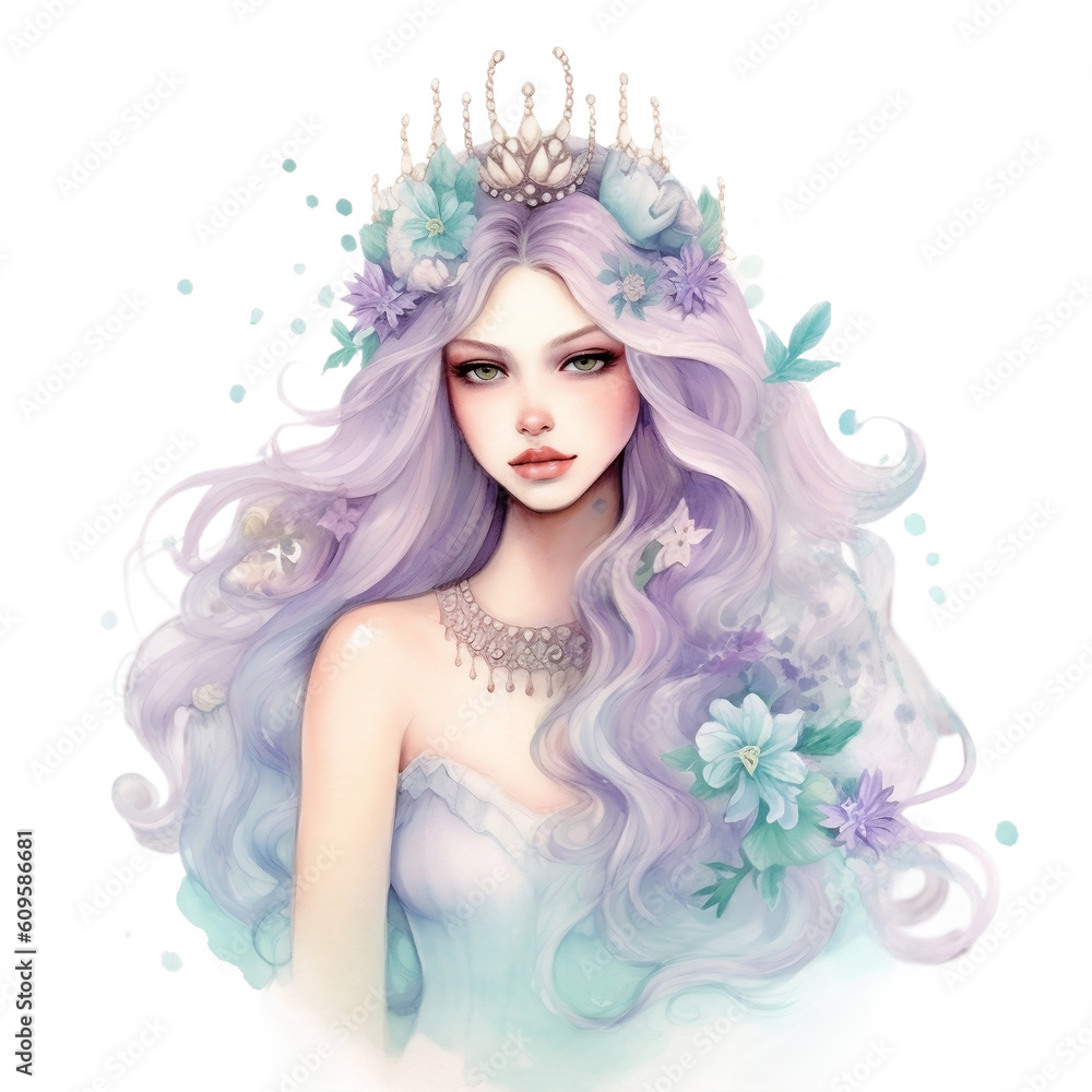 Beautiful Mermaid Watercolor Clipart Under The Sea Fantasy Mermaid Cute Mermaid Watercolor