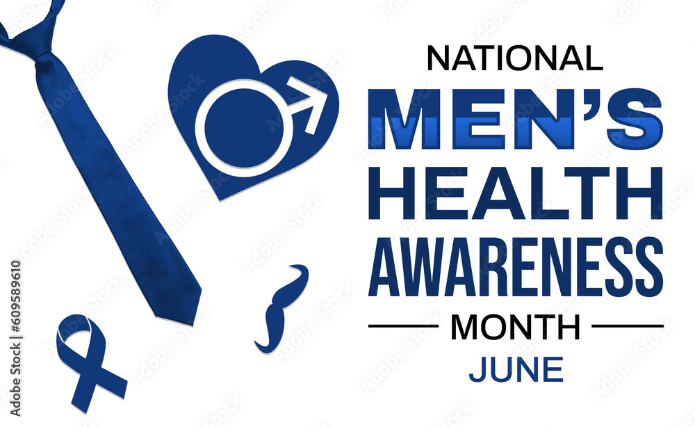 Men's health awareness month background with tie, heart, and mustache ...