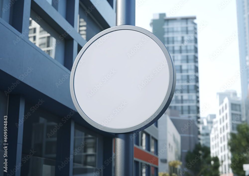 circle mockup of street store template signboard on empty wood wall ...