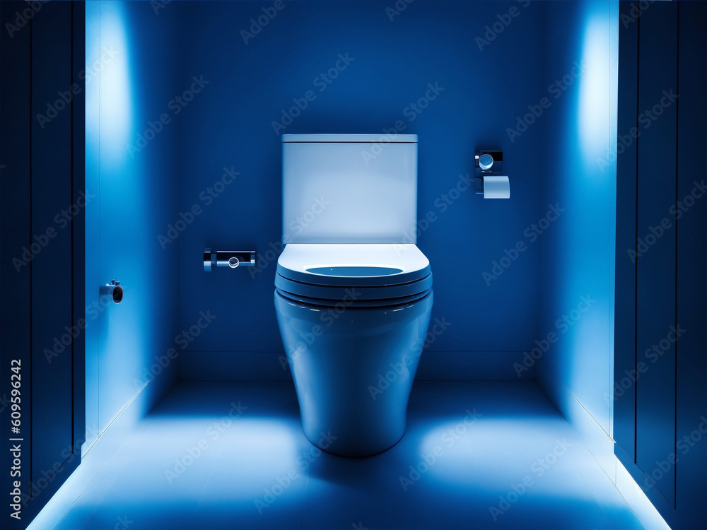 Modern toilet with a minimalist concept. White ceramic toilet bowl set ...