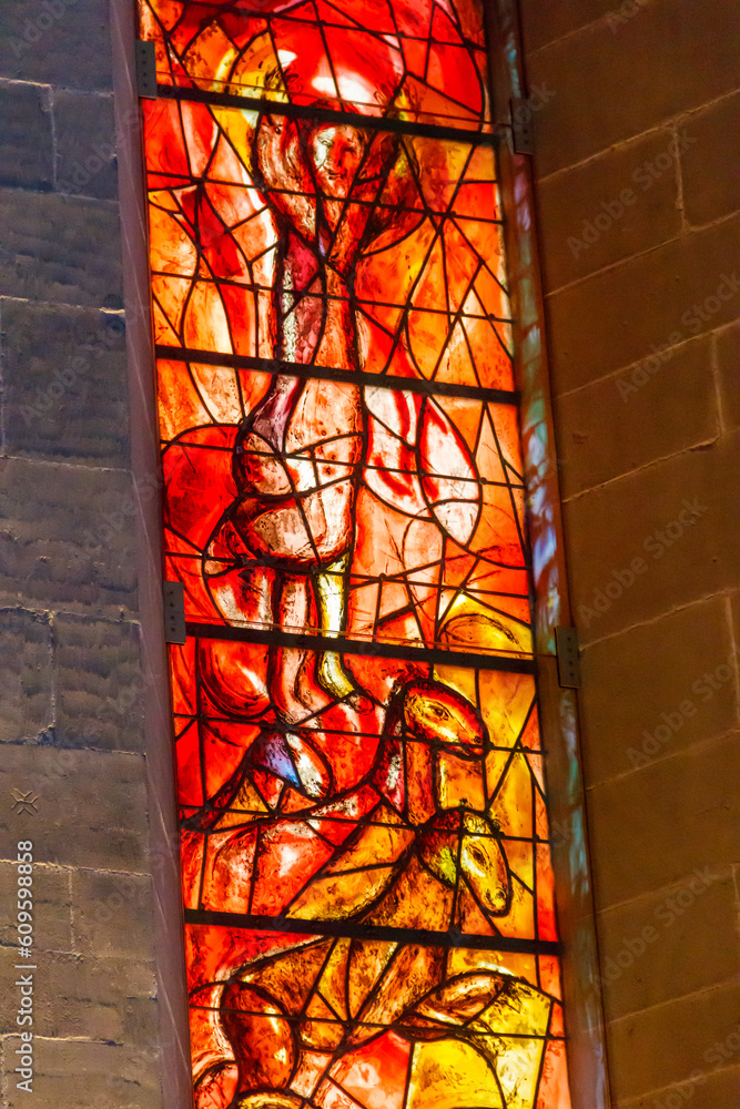 Stained glass window of the Protestant church Fraumunster designed by ...