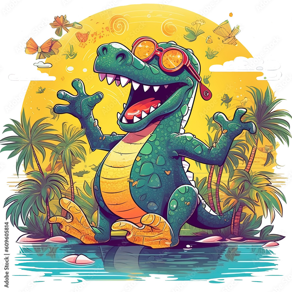 Dancing crocodile clip art, crocodile watercolor painting, watercolor ...