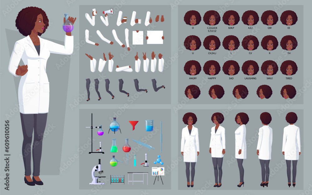 Woman Scientist Character Creation pack Chemist with Laboratory ...