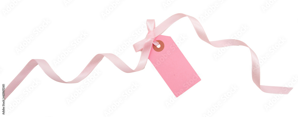 Blank price tag isolated on transparent background. Pastel pink color ...
