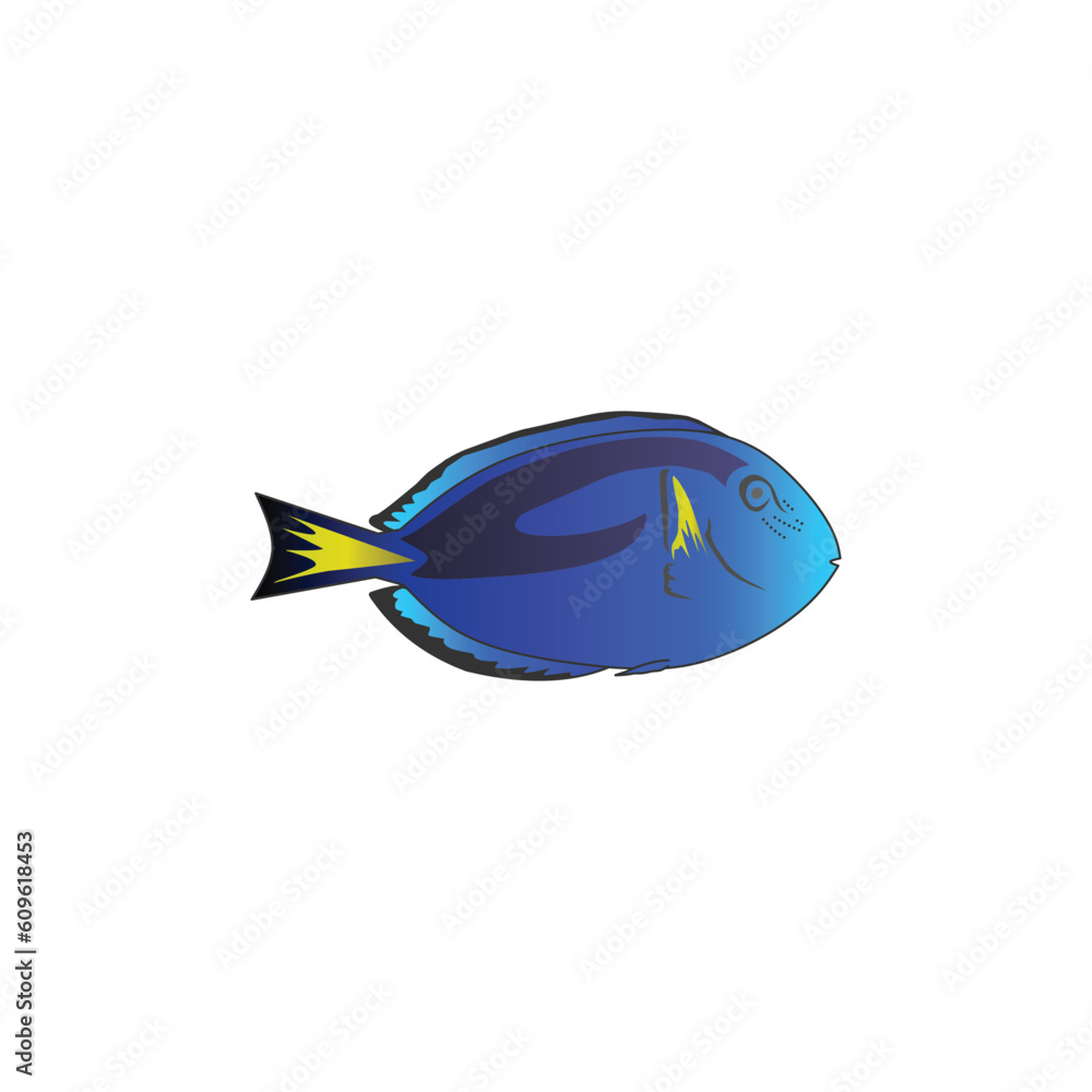 Vetor de set of blue tang fish vector isolated on white background ...