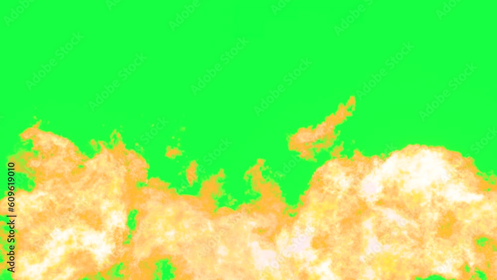 Fire Barrier on Chromakey. Top of the fiery stream on a green ...