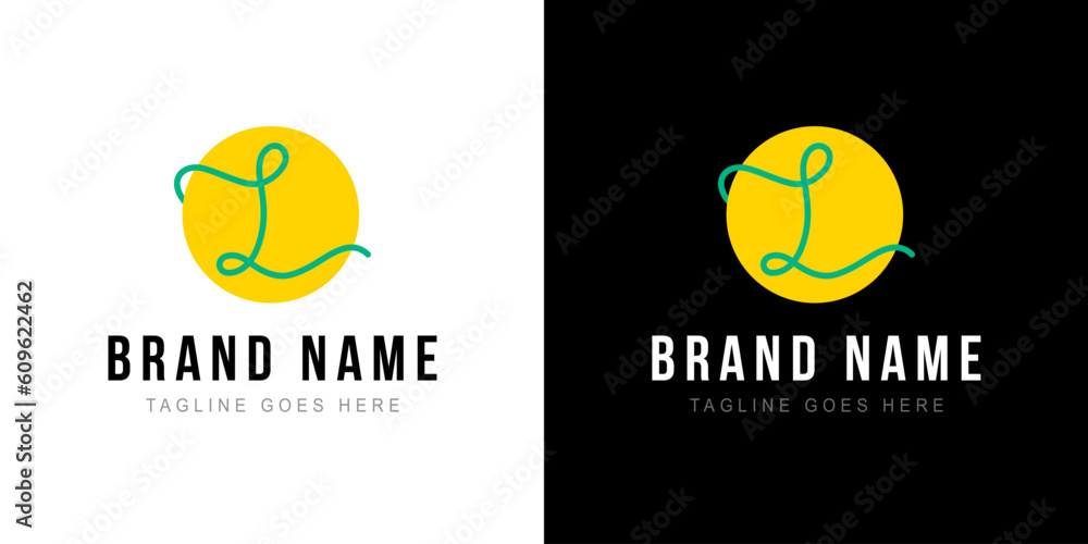 letter l simple curves logo vector, Minimalist line art letter round L ...
