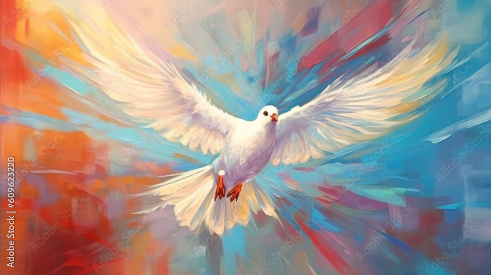 Abstract Painting Art Style of a White Dove. Symbolizes the Holy Spirit ...