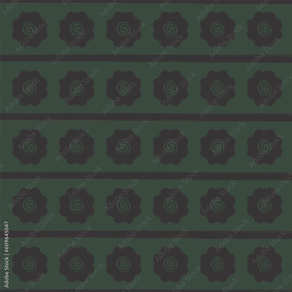 bunga terung pattern borneo iban dayak traditional art green dark green ...