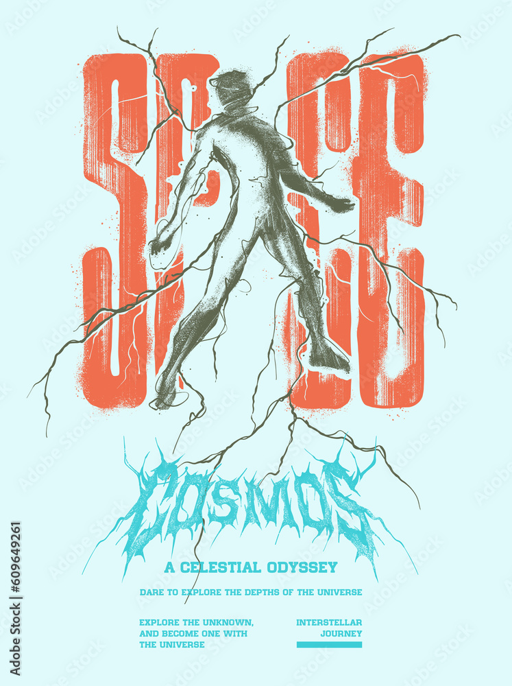 retro futuristic poster illustration featuring an iconic electric man ...