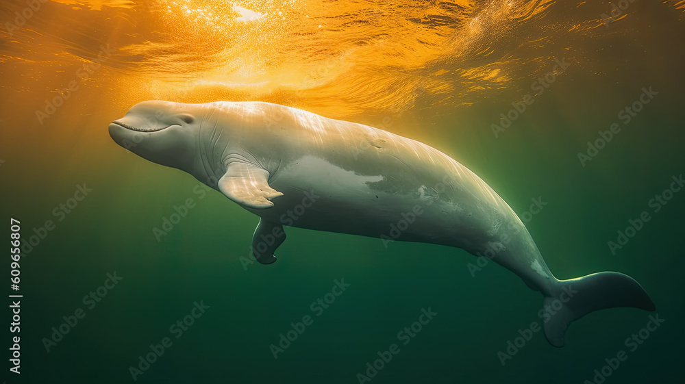 beluga whale in the ocean created with Generative AI technology Stock ...