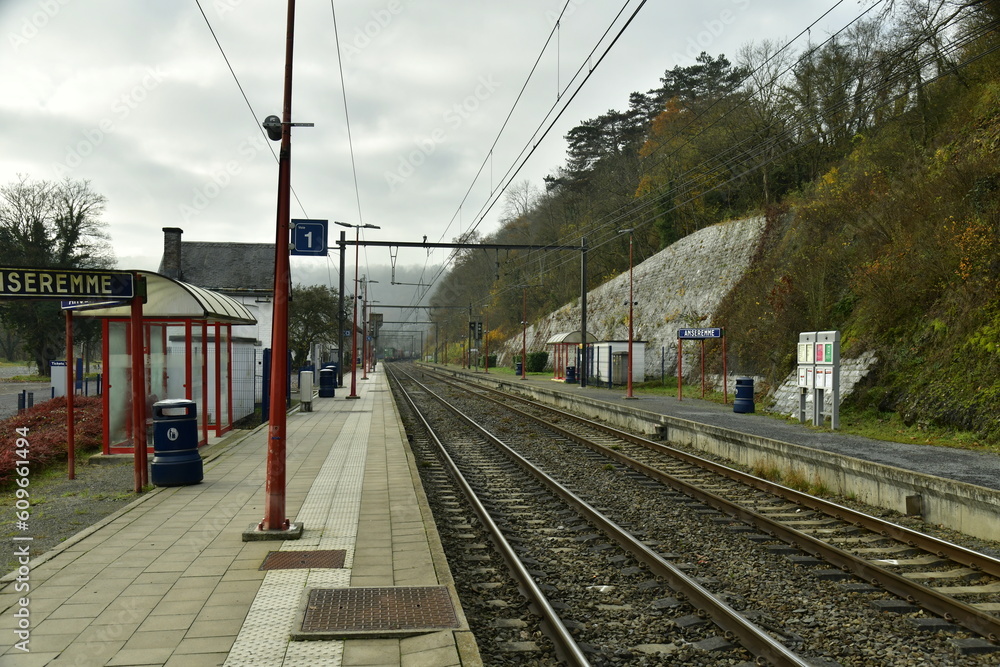 La gare d'Anseremme sur la Ligne Dinant-Libramont en pleine nature ...
