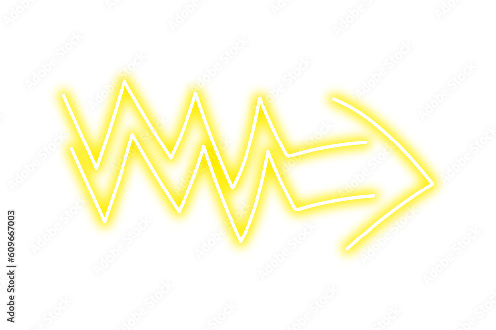 Neon arrow shape png. Glowing yellow arrow on transparent background ...