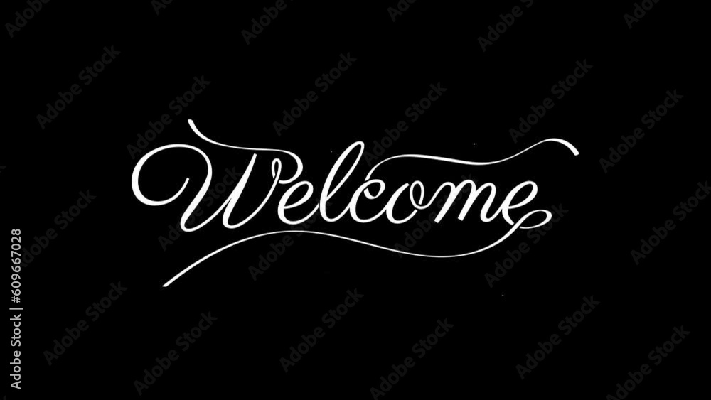 Welcome animation. Handwritten modern calligraphy with ink splash and ...