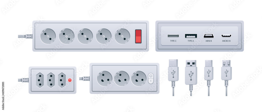 Usb Charges, Socket Plug Types Include Type A, Type B, Type C, Type D ...