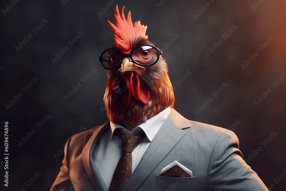 Portrait of a Chicken dressed in a formal business suit, Boss Chicken ...