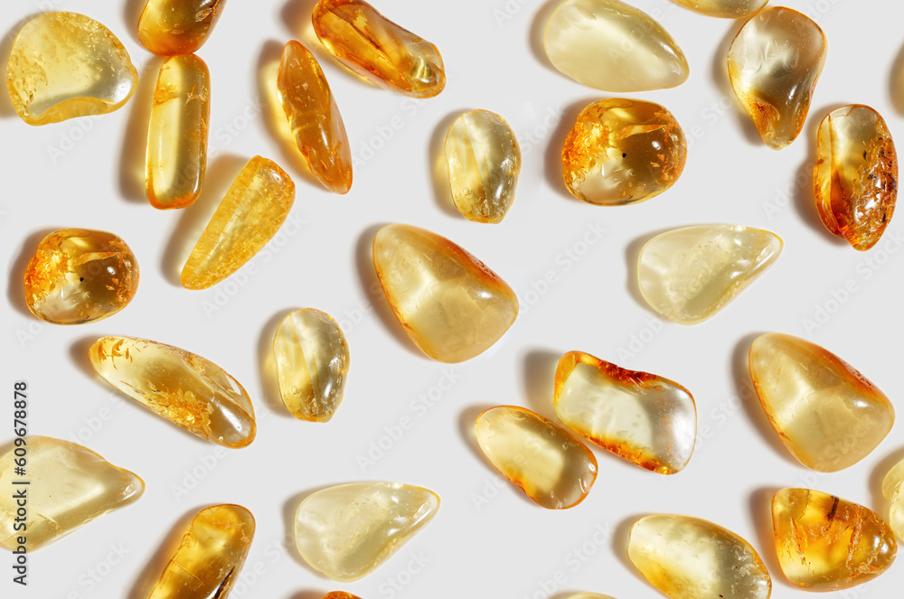 Natural gemstone amber as seamless pattern, stones yellow ivory white ...