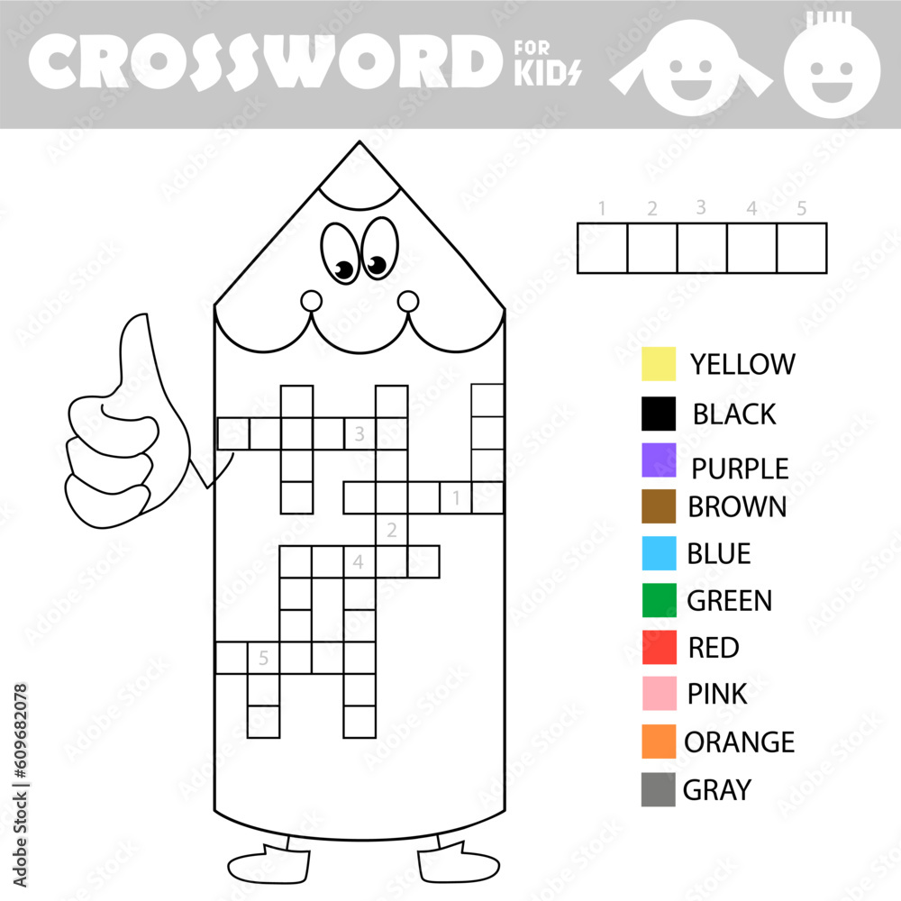 Word search Crossword puzzle game. Colors. Find and write the color ...