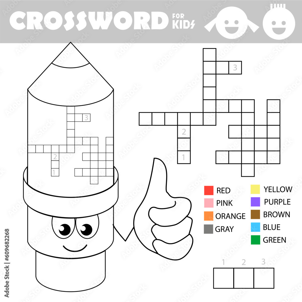 Word search Crossword puzzle game. Colors. Find and write the color ...