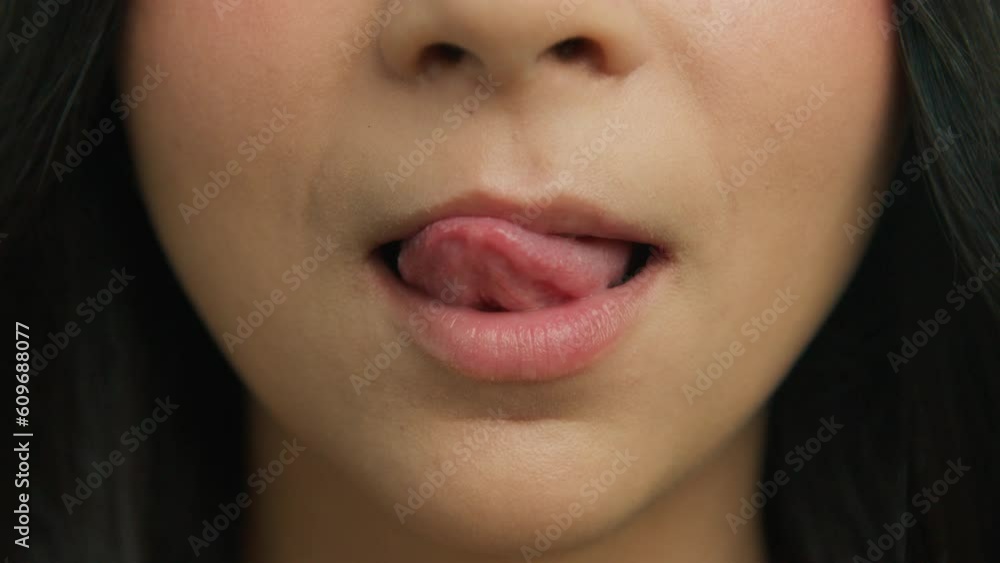 Attractive young girls lips and mouth, healthy skin face makeup ...