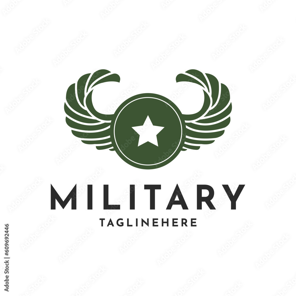 Military logo design template, with symbol circle and wing, military ...