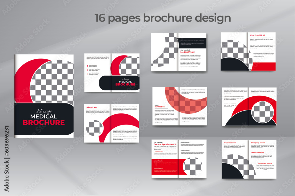 Medical Tests 16 Pages Brochure Template Design Booklet Mockup Set ...