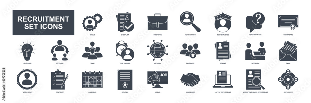 Headhunting And Recruiting elements set icon symbol template for ...