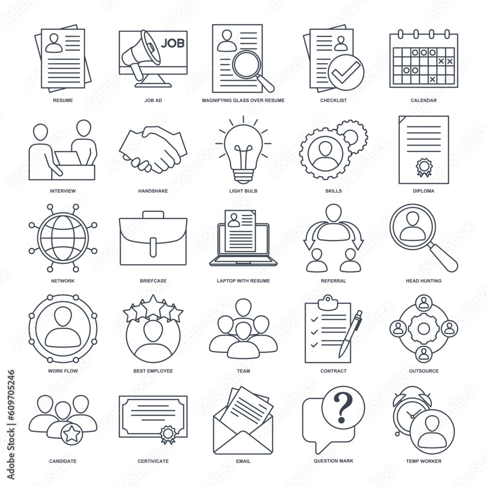 Headhunting And Recruiting elements set icon symbol template for ...