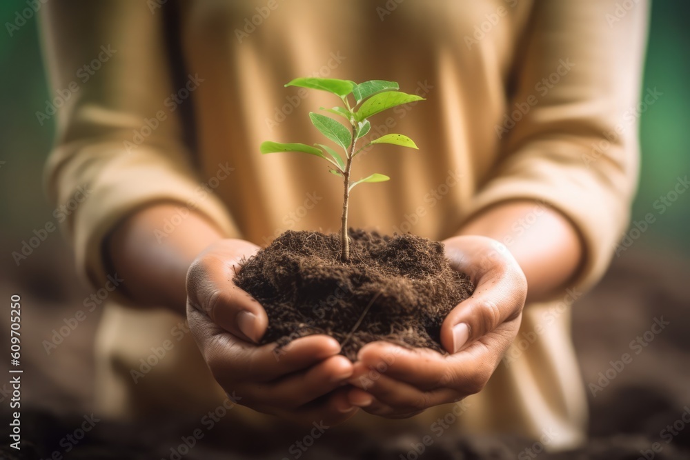 Planting trees on world environment day. Hands of were planting ...