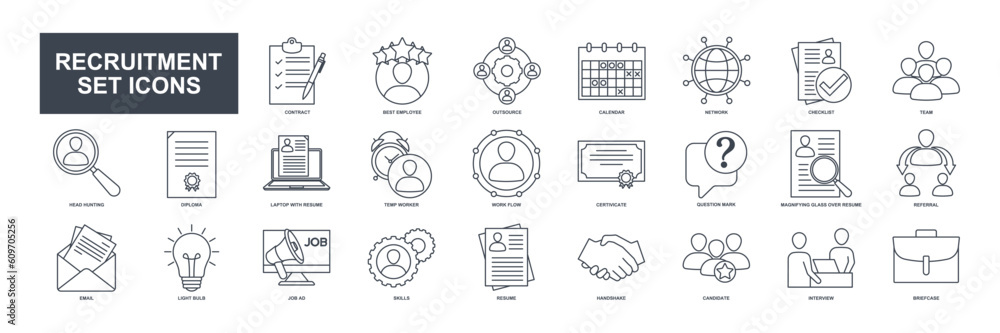 Headhunting And Recruiting elements set icon symbol template for ...