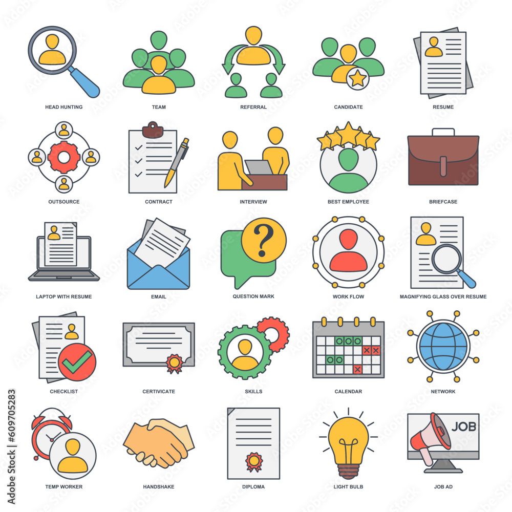 Headhunting And Recruiting elements set icon symbol template for ...