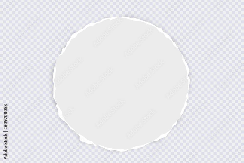 White round ripped paper with torn adges and soft shadow. Design ...
