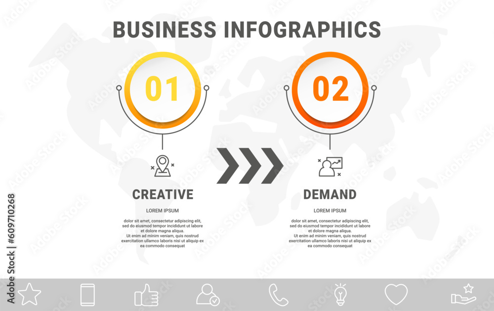 Vector infographics with 2 circles. Modern concept graphic process ...