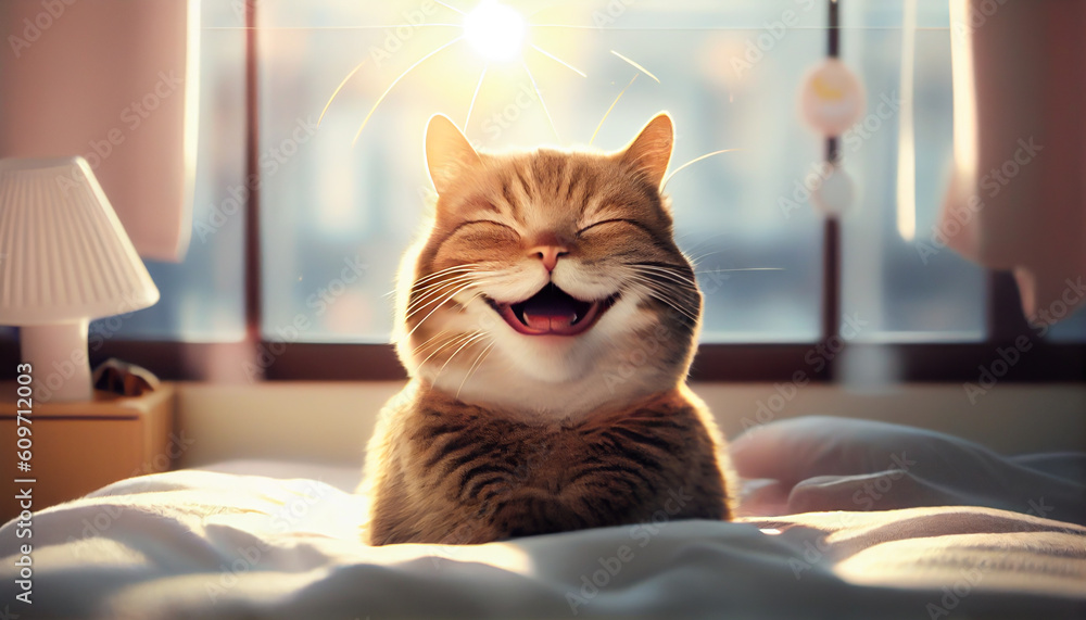 laughing cat, Surprised face, Wow expression cat funny face with open ...