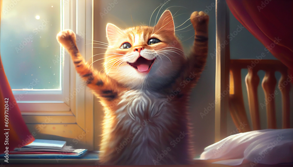 laughing cat, Surprised face, Wow expression cat funny face with open ...