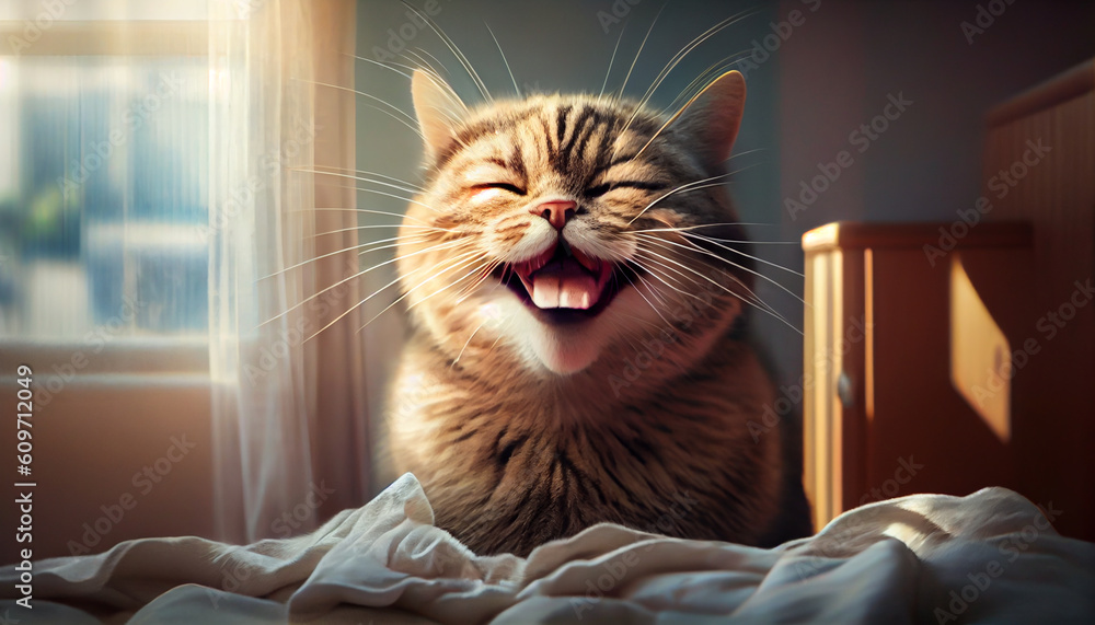 laughing cat, Surprised face, Wow expression cat funny face with open ...