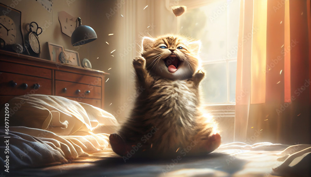 laughing cat, Surprised face, Wow expression cat funny face with open ...