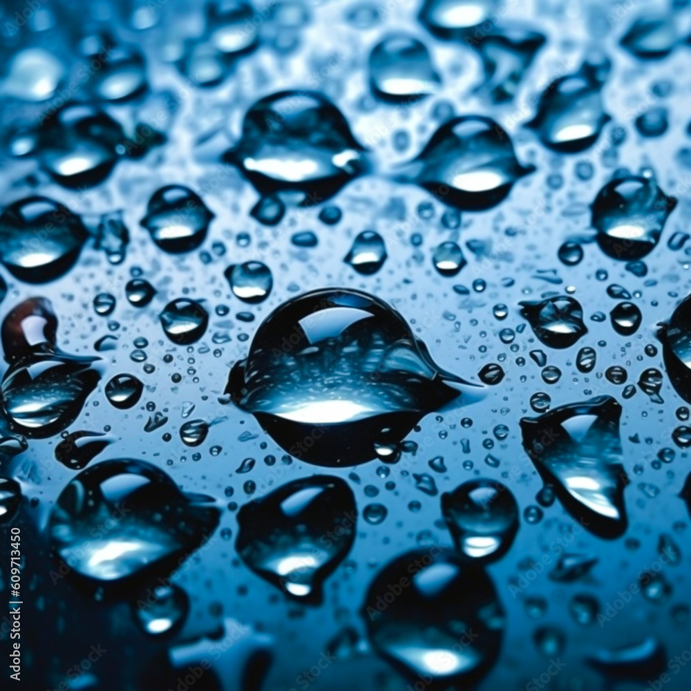 Drops of water rain on the floor. Water spilled, pure droplets ...