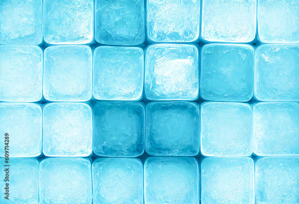 Cool cubes of ice ready to serve with various beverages. Cold square ...