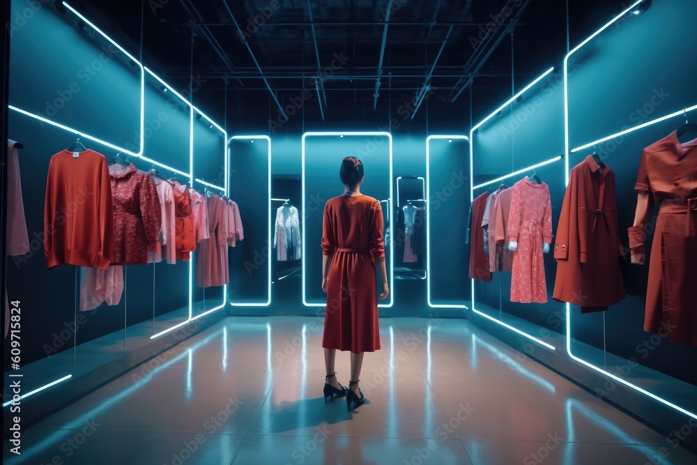 Stunning and atmospheric 3D virtual dressing room. Generative AI Stock Illustration | Adobe Stock