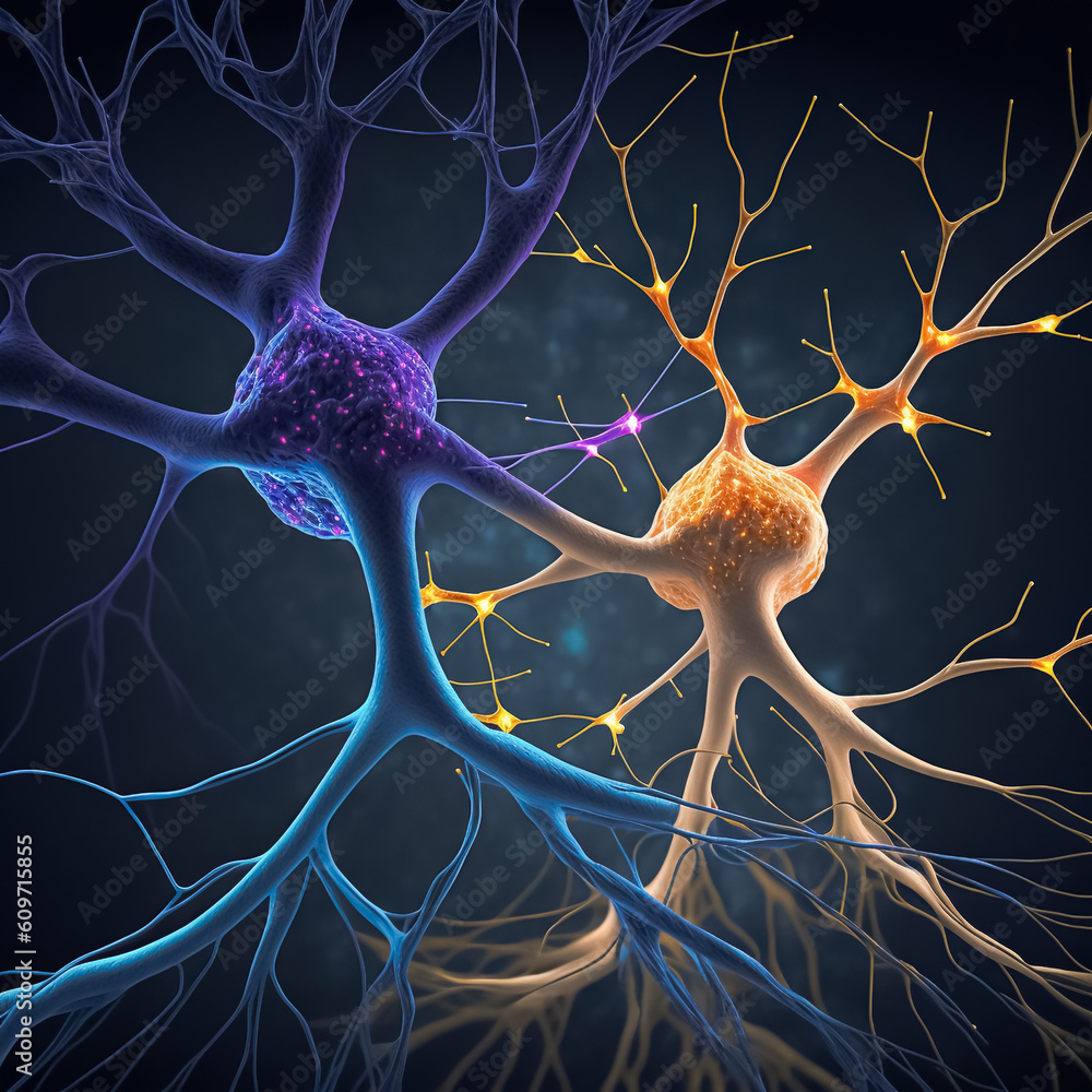 Neuron network brain cells. Human nervous system and brain activity ...