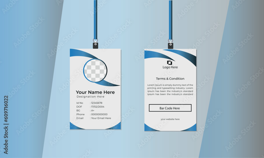 Vector id card template with clasp and lanyard Stock Vector | Adobe Stock